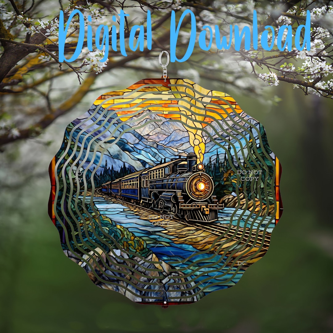 Stained Glass Train Spinner - Digital Design - Download - Png File - Etsy