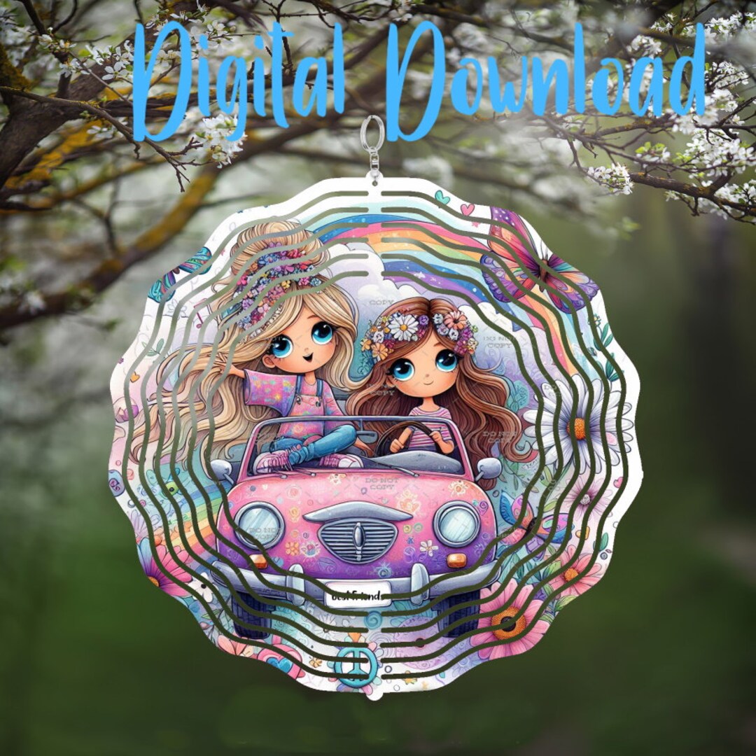 Whimsical Best Friends Wind Spinner - Digital Design - Download - Png ...