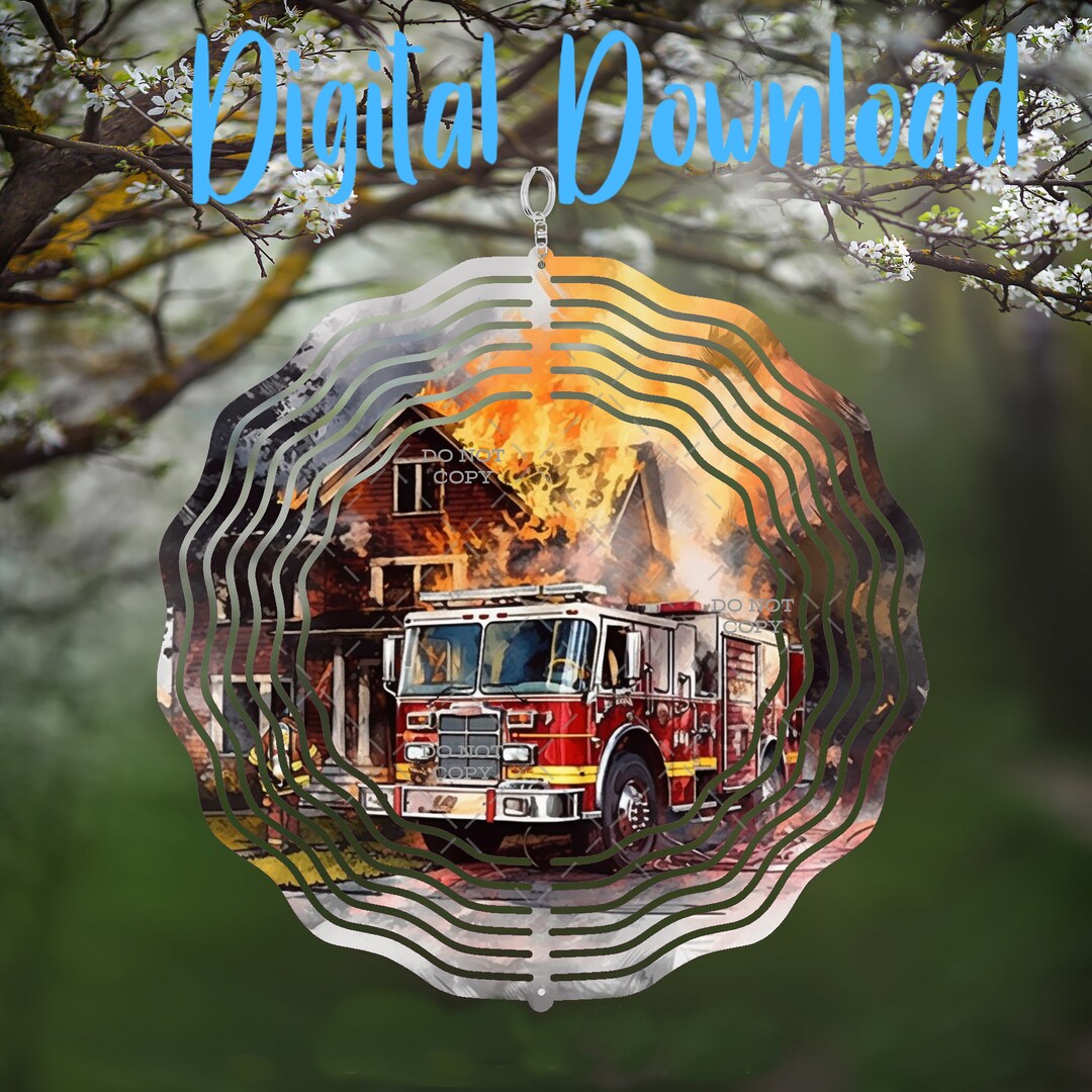 Watercolor Fire Engine Spinner - Digital Design - Download - Png File ...