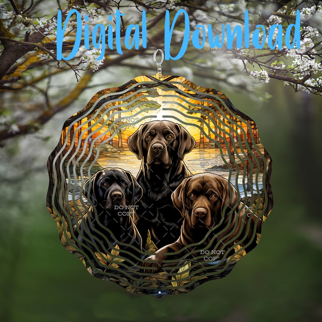 Stained Glass Labrador Trio Wind Spinner - Digital Design - Download ...