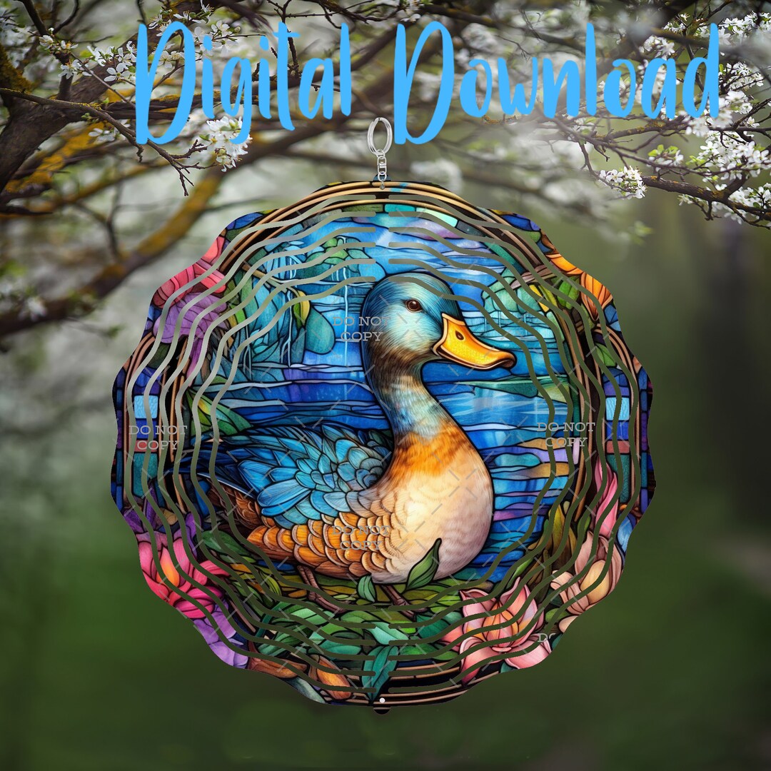 Stained Glass Mallard Duck Spinner - Digital Design - Download - Png ...