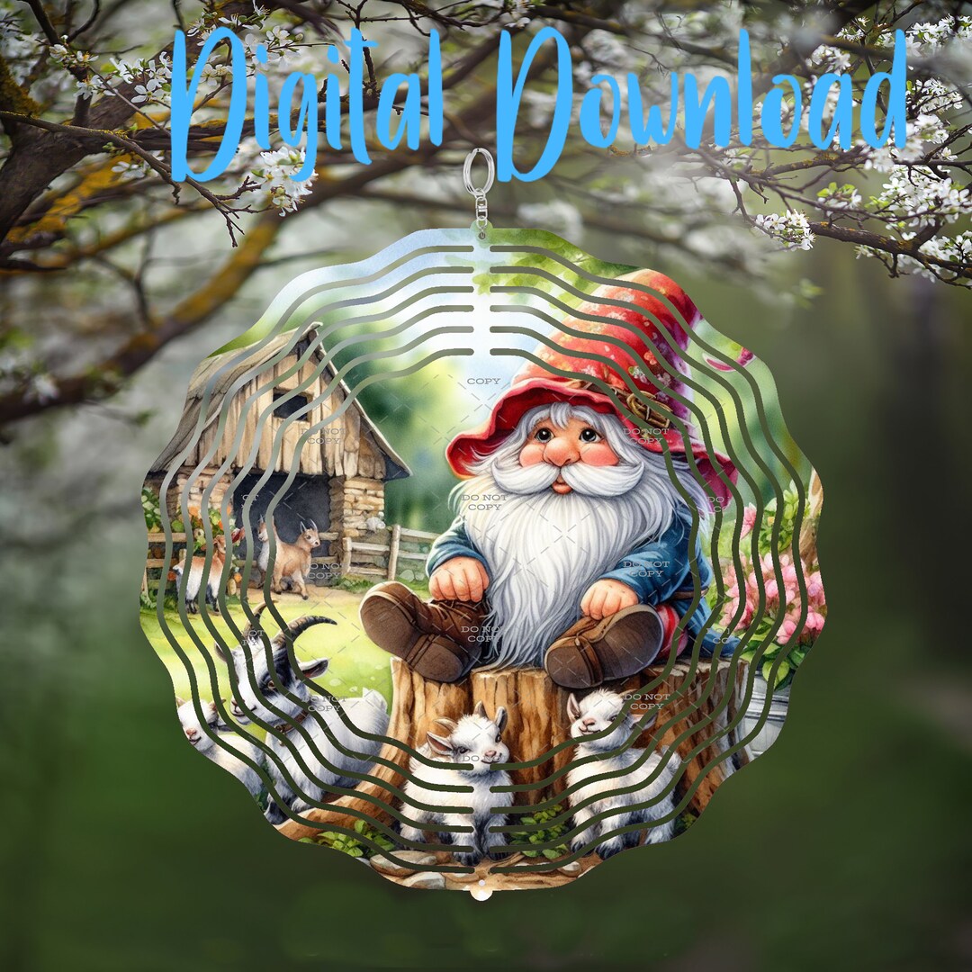 Gnome and Goats Wind Spinner - Digital Design - Download - Png File - Etsy