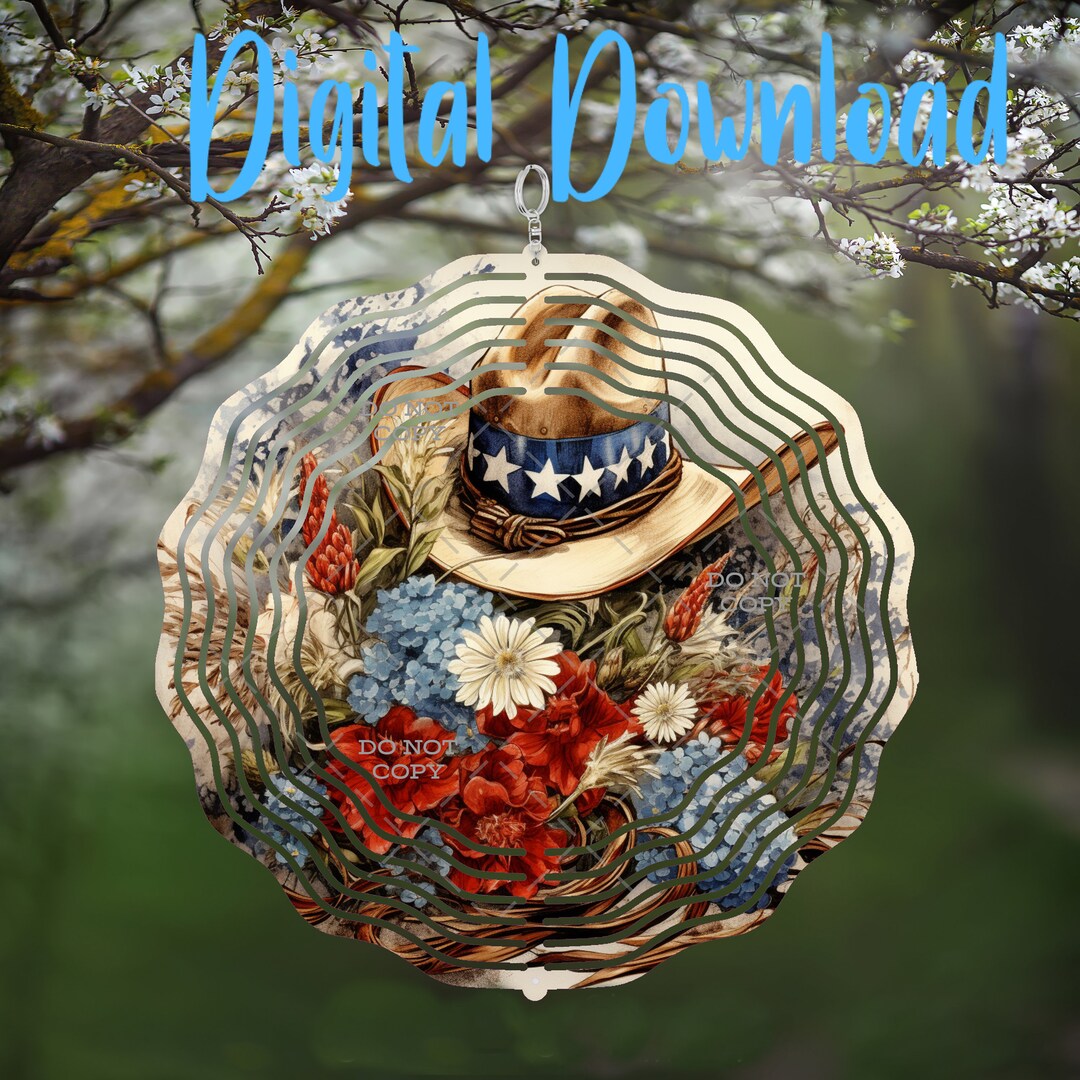 Country Floral Cowboy Hat Wind Spinner - Digital Design - Download ...
