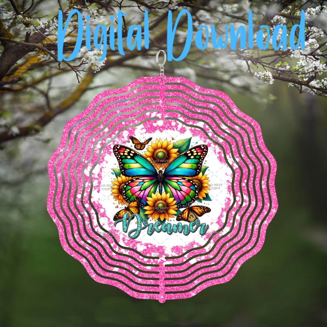 Butterfly Dreamer Wind Spinner Digital Design Download Png File - Etsy