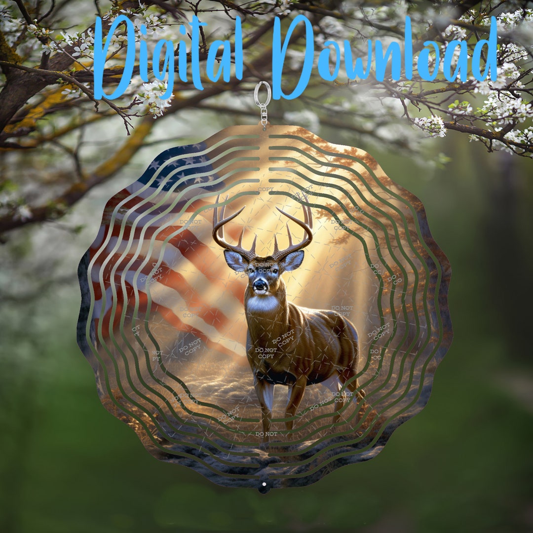 Deer American Flag Wind Spinner Digital Design Download Png File - Etsy