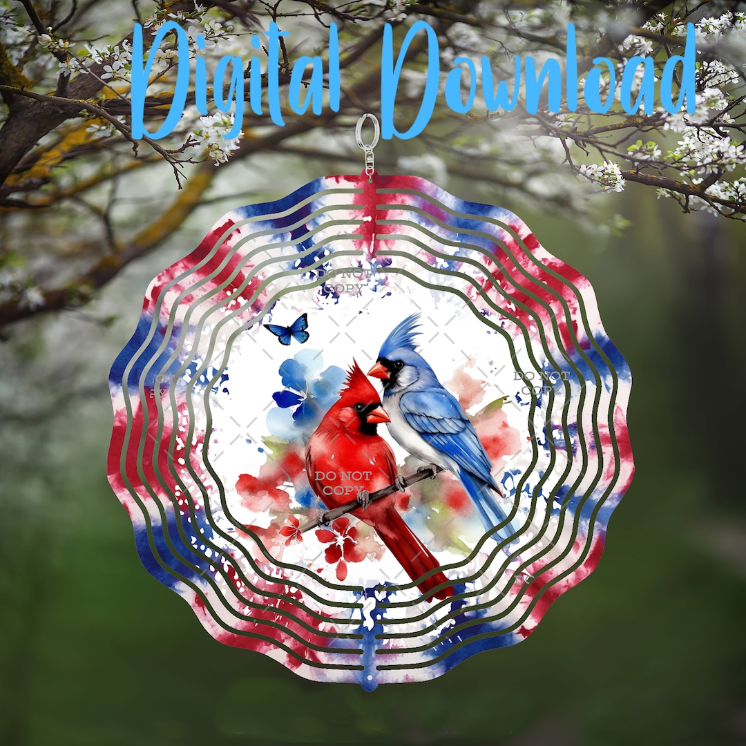 Patriotic Cardinal Blue Jay Spinner - Digital Design - Download - Png ...