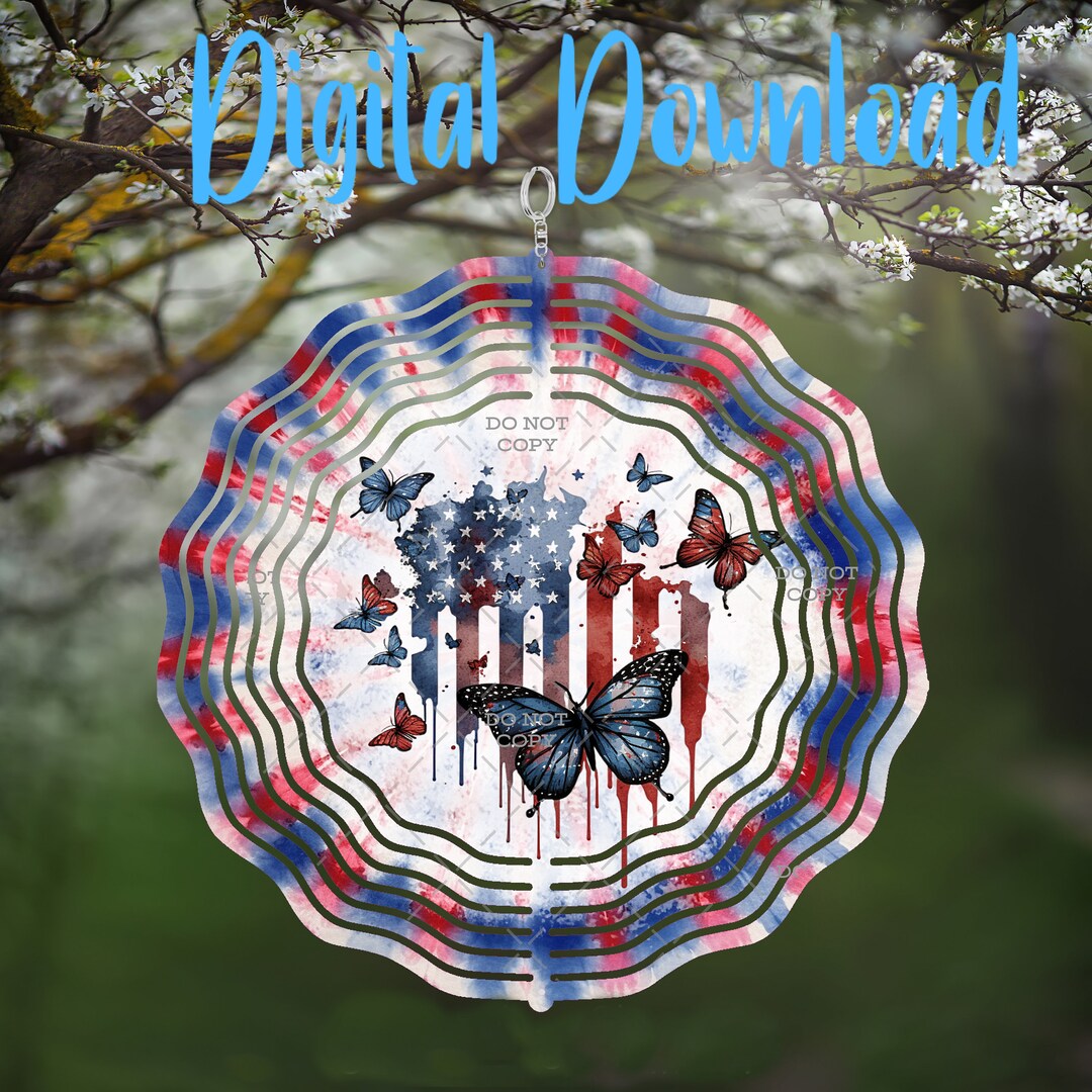 Patriotic Butterfly Flag Spinner - Digital Design - Download - Png File ...