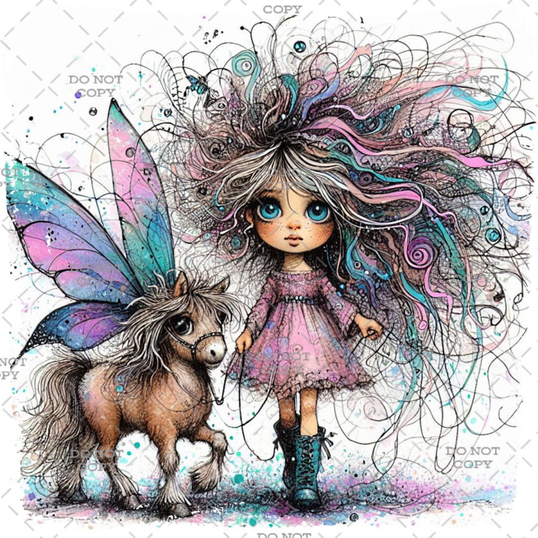 Whimsical Fairy Girl and Her Pony | Digital Download | Png File - Etsy