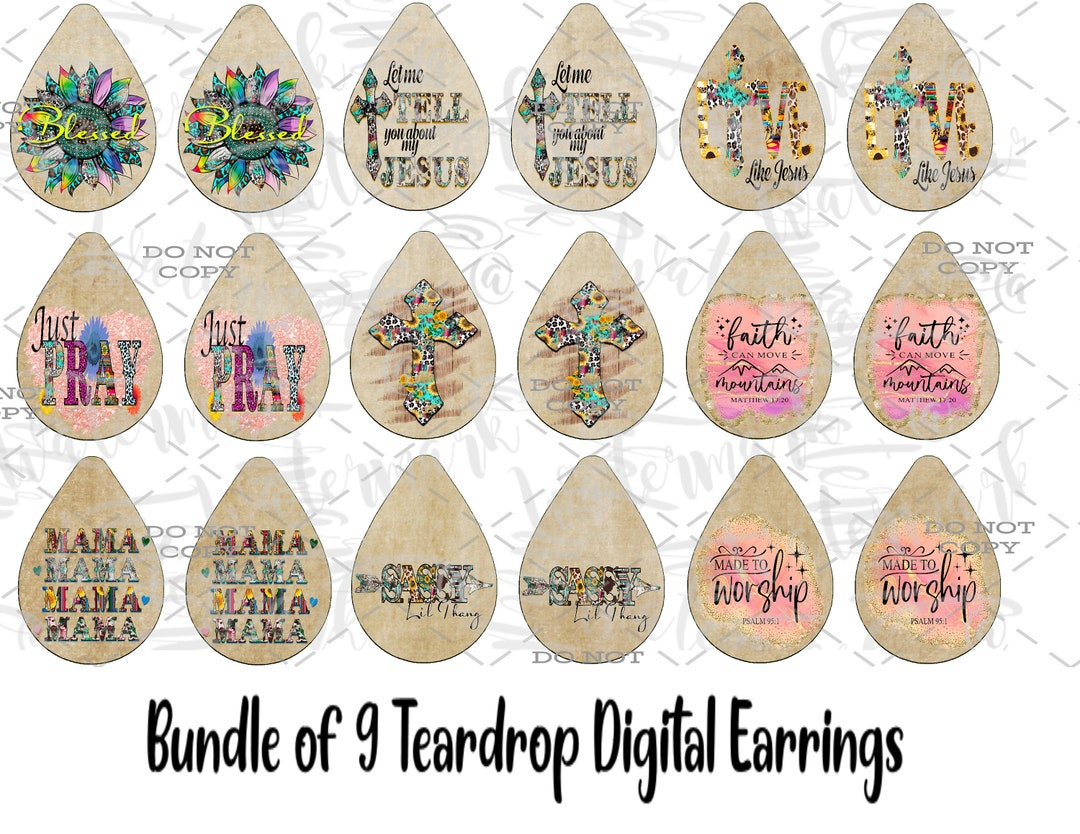 9 Sublimation Earring Designs Template PNG, Instant Digital Download ...