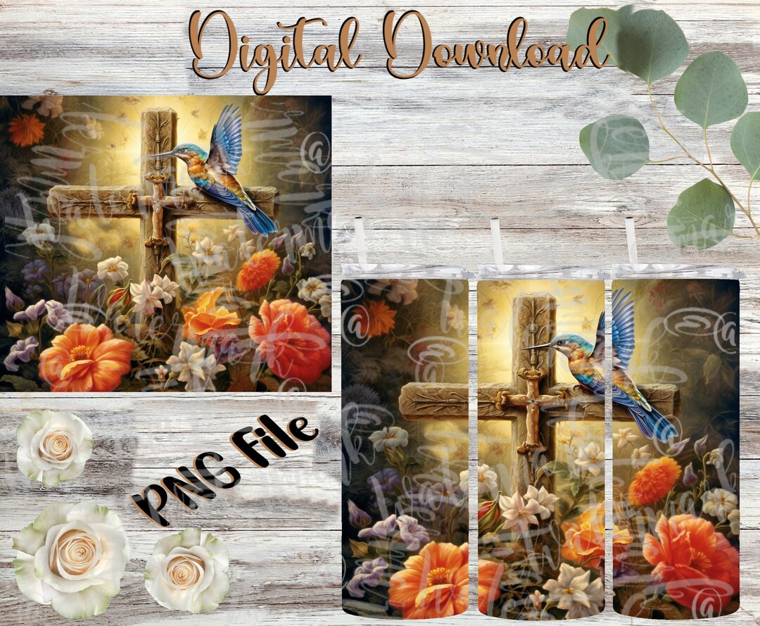 Cross Flowers Hummingbird - Digital Download - Png File - Etsy