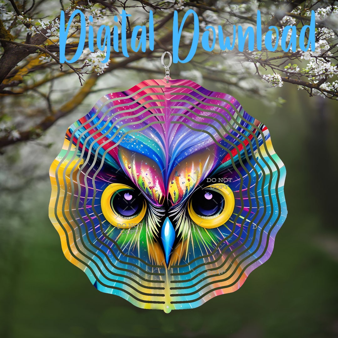 Neon Owl Spinner - Digital Design - Download - Png File - Etsy
