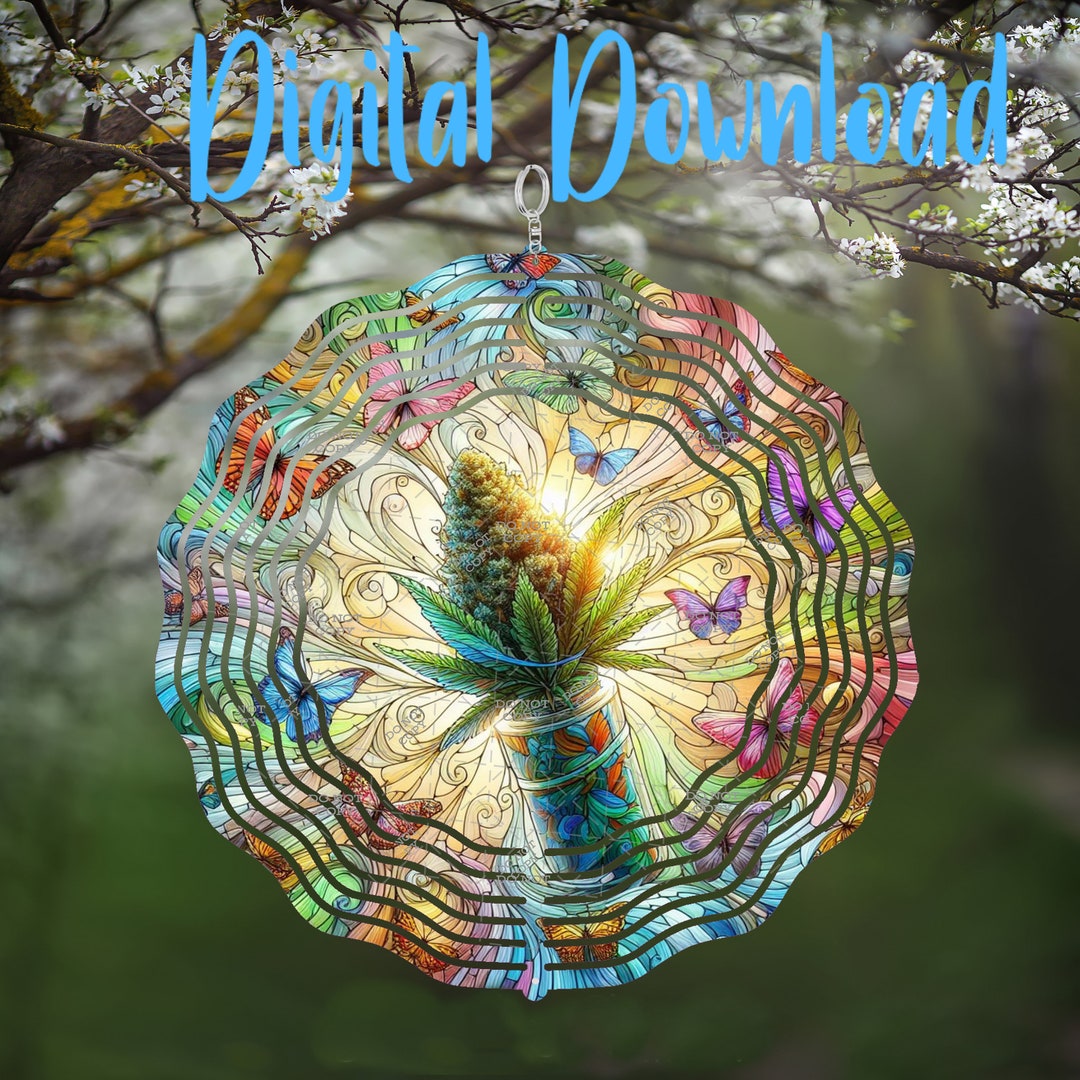Stained Glass 420 and Butterflies Wind Spinner Digital Design Download ...