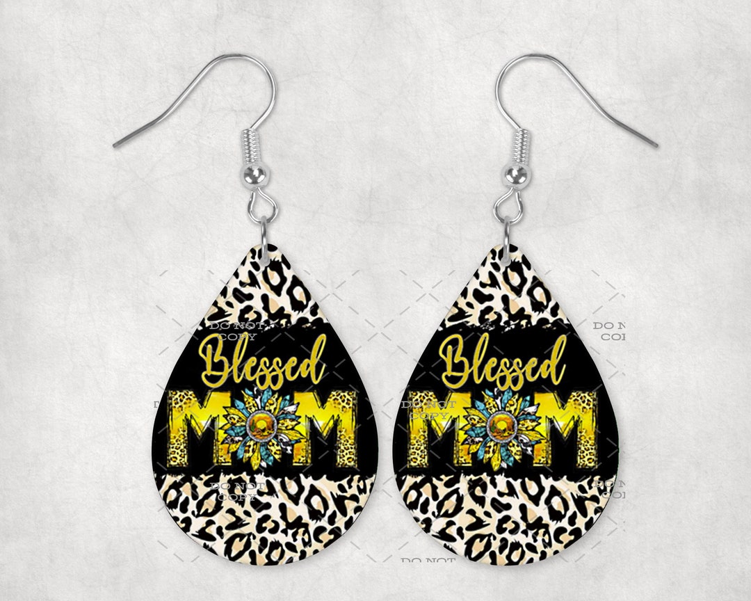 Blessed Mom - Sublimation Earring Designs Template PNG, Instant Digital ...