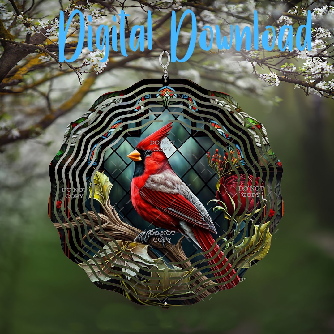 Stained Glass Cardinal Spinner - Digital Design - Download - Png File ...