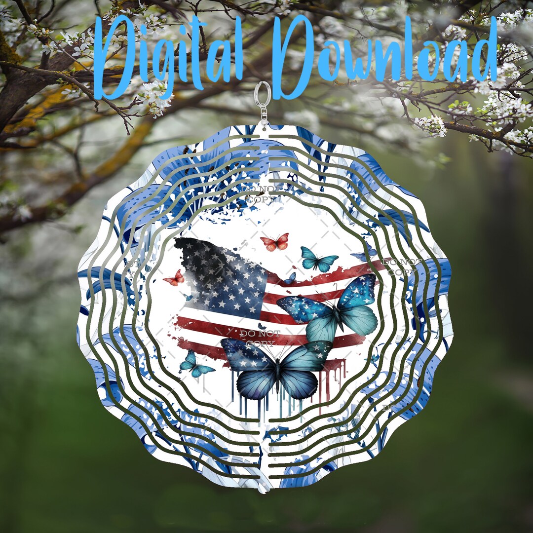 Patriotic Butterfly Flag Spinner - Digital Design - Download - Png File ...