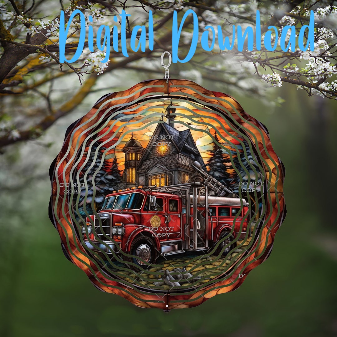 Stained Glass Fire Engine Spinner - Digital Design - Download - Png ...