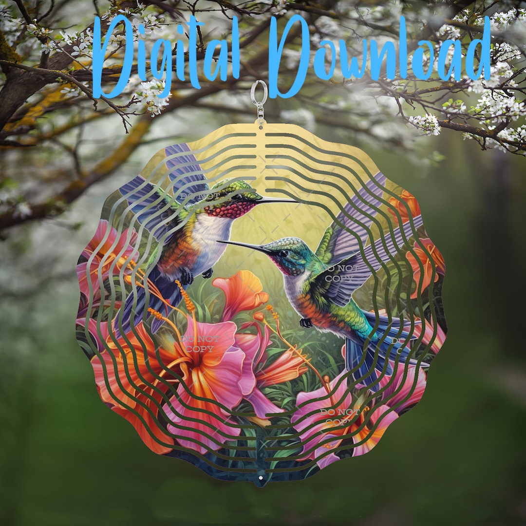 Hummingbirds and Flowers Wind Spinner - Digital Design - Download - Png ...