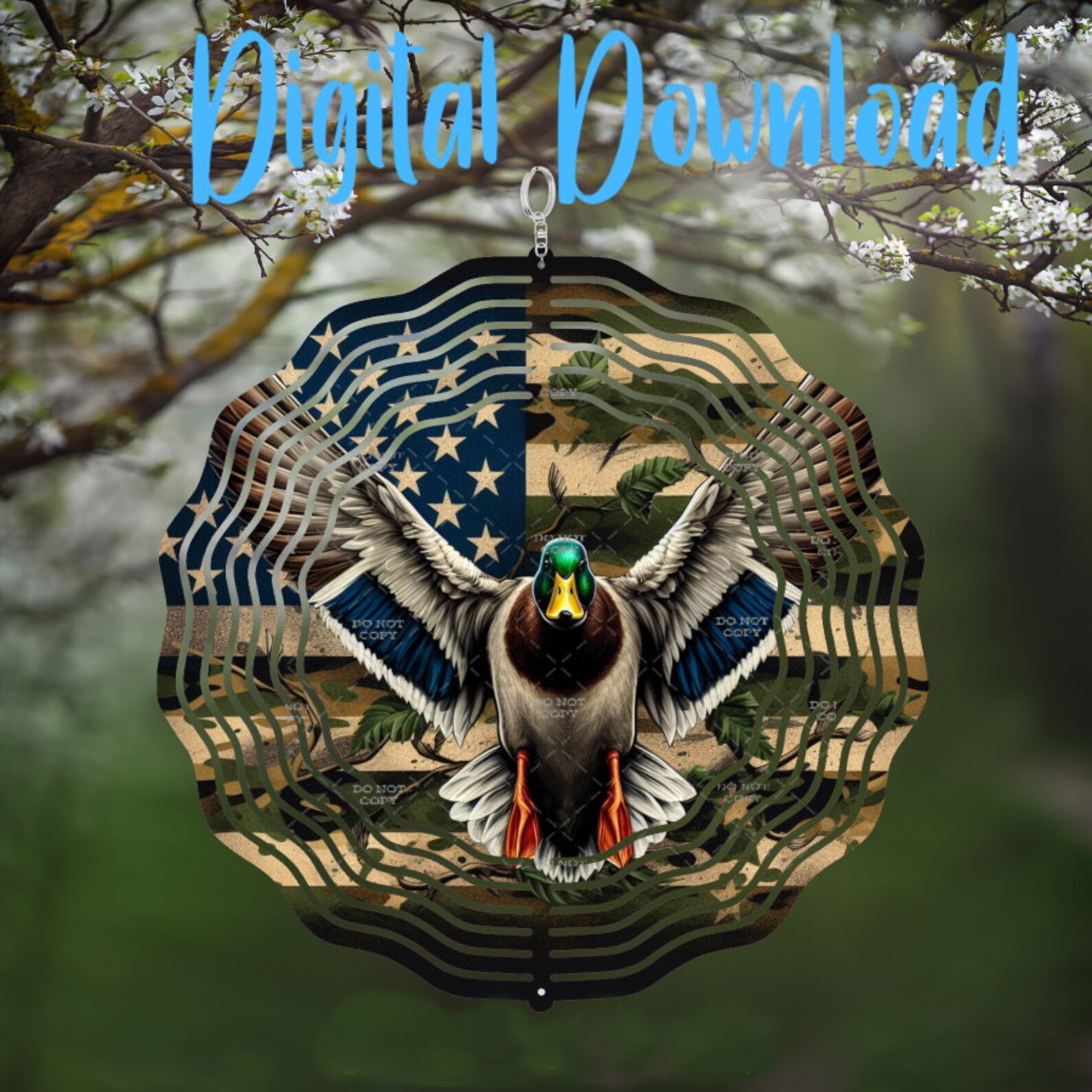 American Flag Mallard Duck Wind Spinner Digital Design Download Png ...