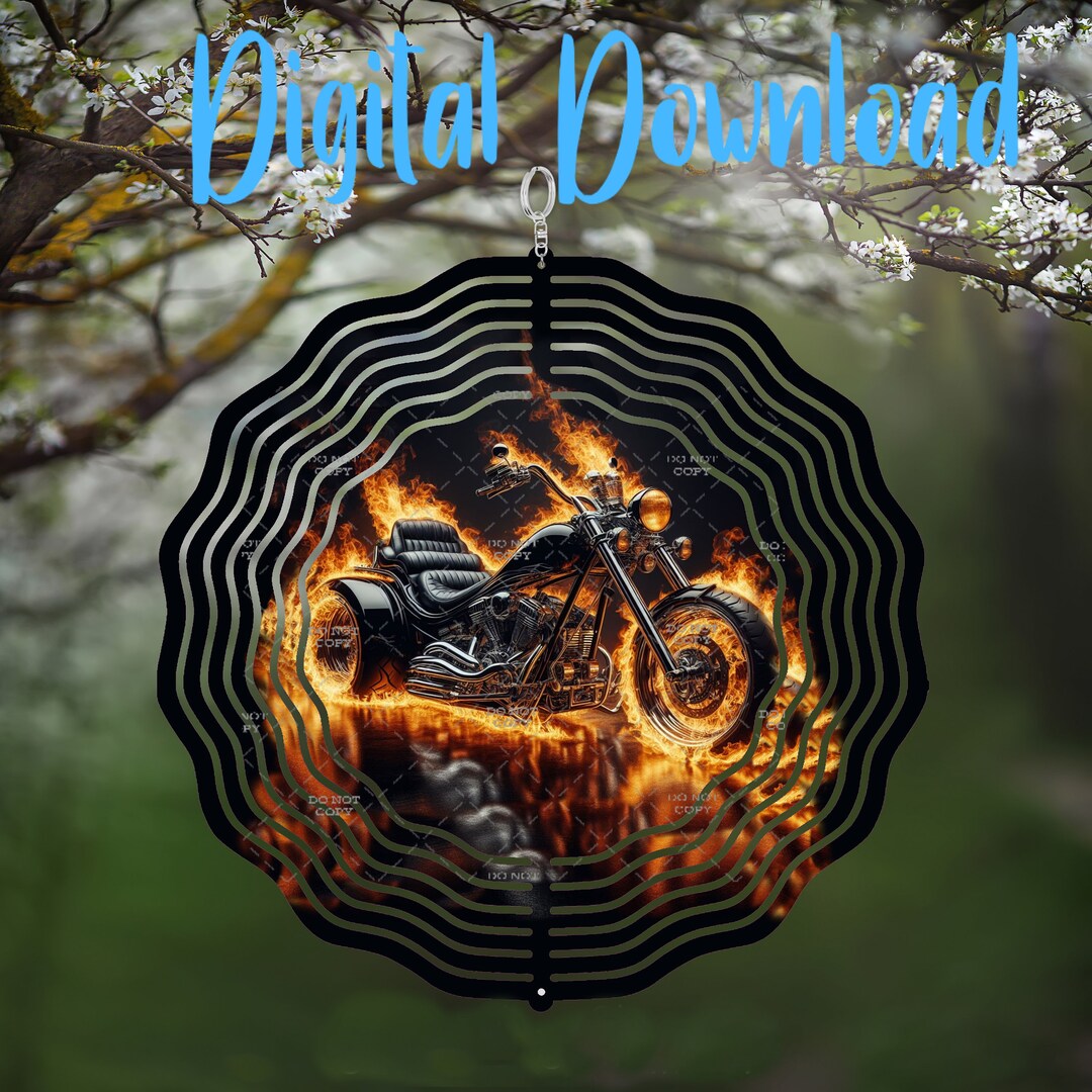 Flaming Motorcycle Trike Wind Spinner - Digital Design - Download - Png ...