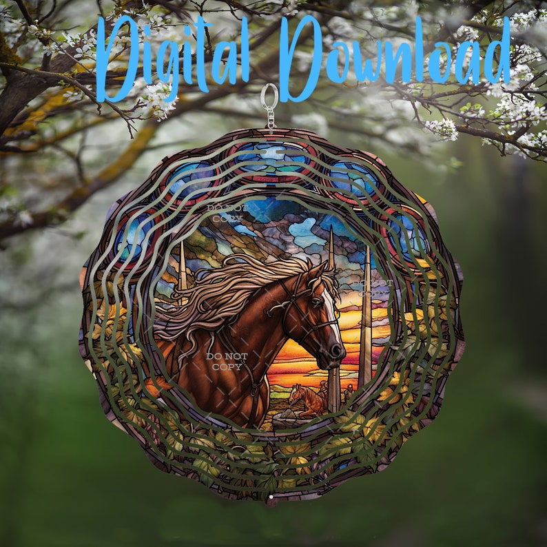 Stained Glass Horse Wind Spinner - Digital Design - Download - Png File ...