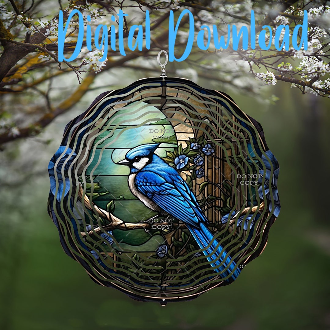 Stained Glass Blue Jay Wind Spinner - Digital Design - Download - Png ...