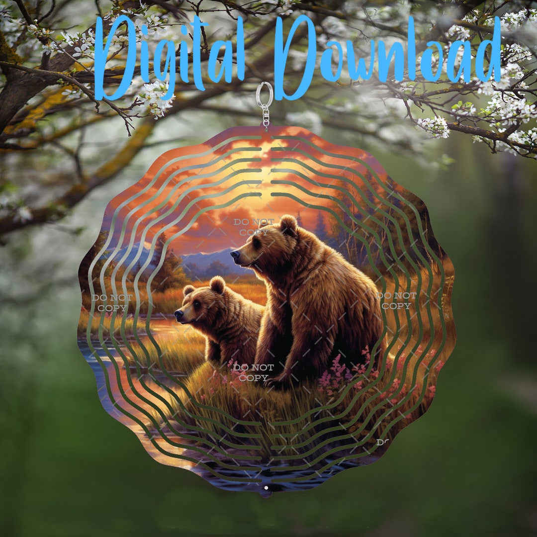 Sunset Bear Spinner Digital Design Download Png File - Etsy