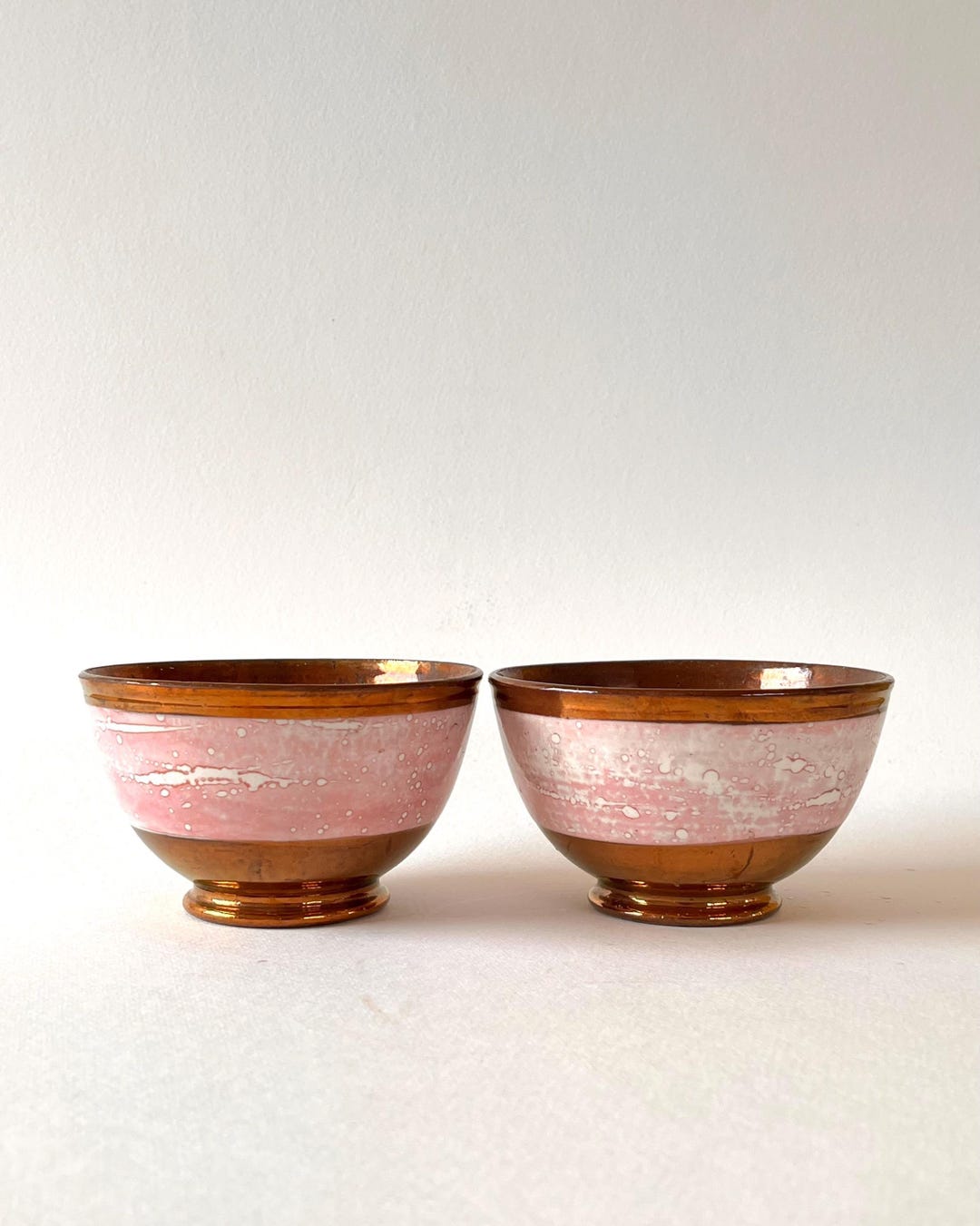 Antique English Pink Lustreware Bowls - Etsy
