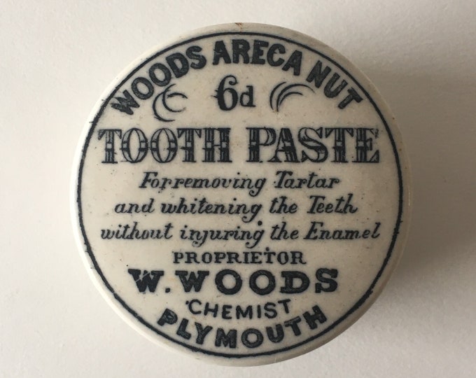 Antique Woods Areca Nut Toothpaste Plymouth Advertising Pot With Lid ...