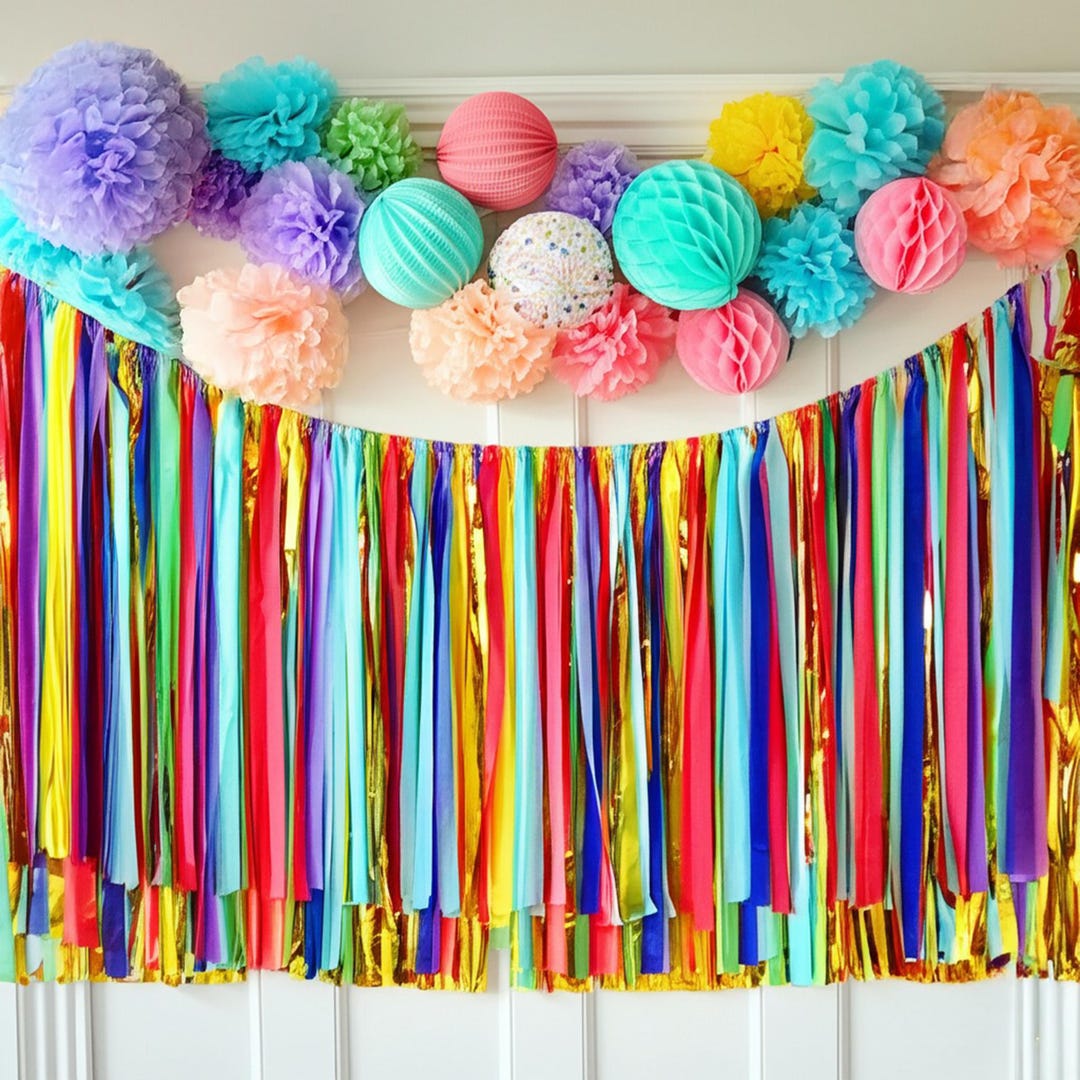 Multicolor Party Streamer Fringe Wall Backdrop 5ft - Etsy