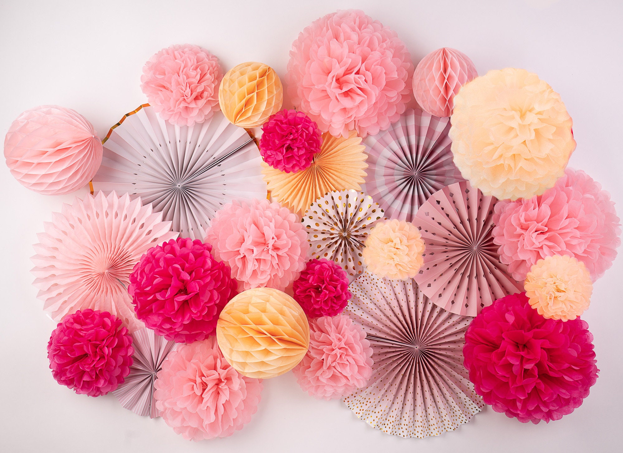 Papakit Deluxe Large Paper Fans Wall Decoration Set Set of 26 Birthday ...