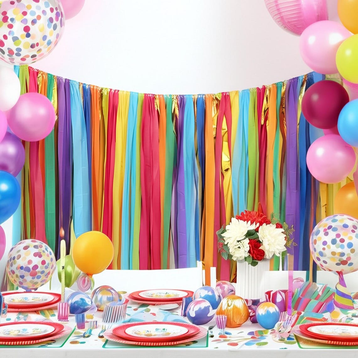 Streamer Fringe Party Backdrop | Ready to Hang, Birthday Baby Shower ...