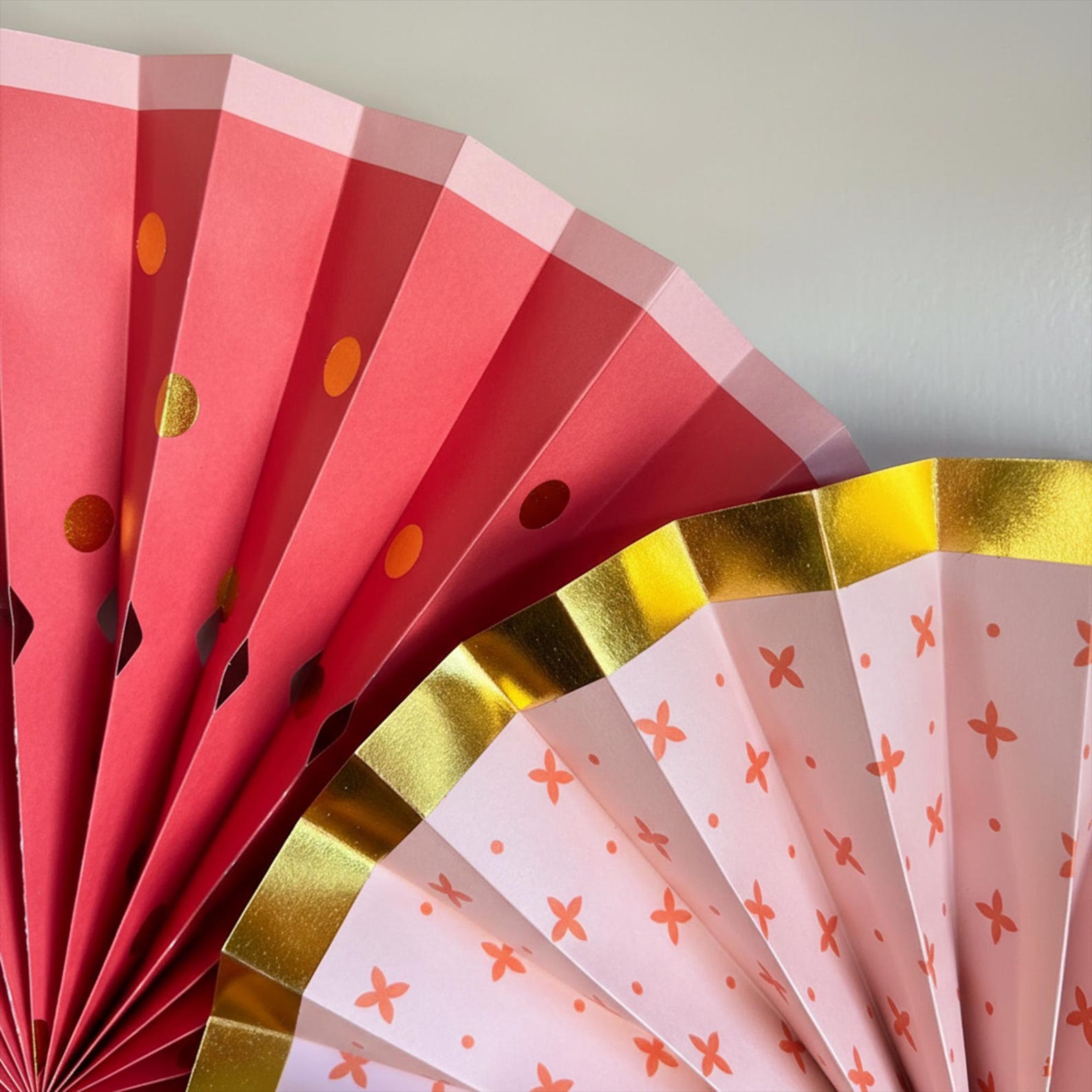 Orange With Metallic Gold Accent 8-piece Hanging Paper Fan Party ...