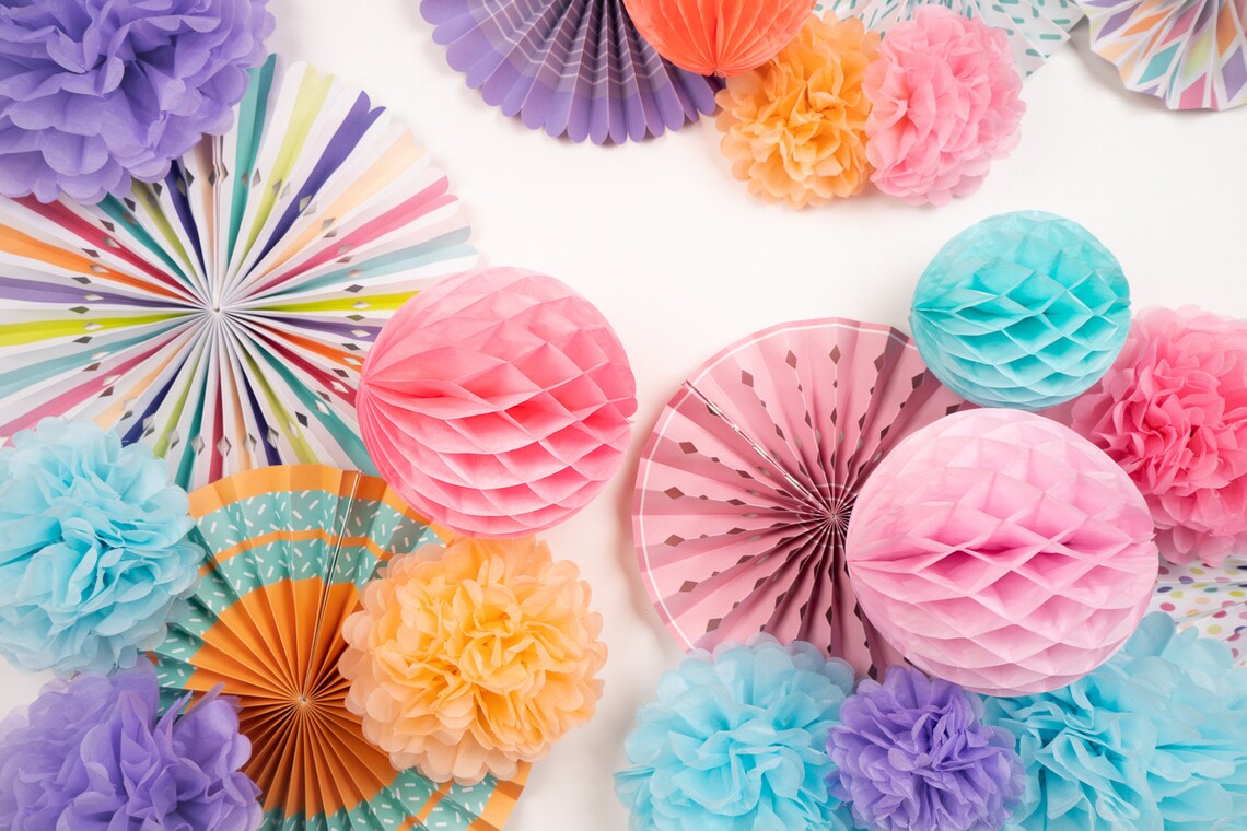 Papakit Deluxe Large Paper Fans Wall Decoration Set Set of - Etsy