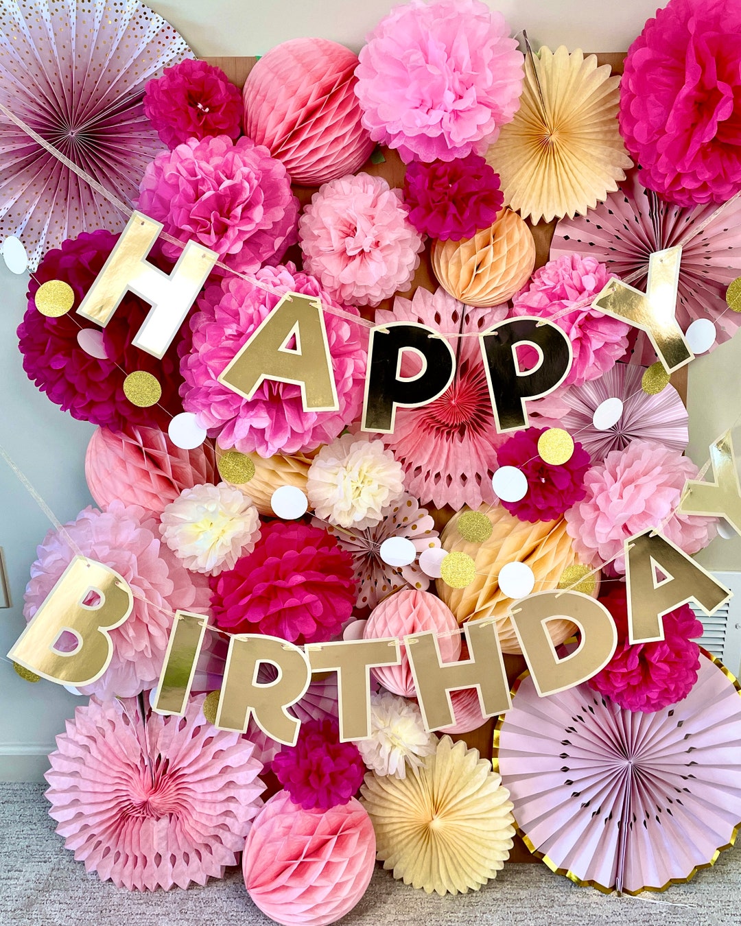 Papakit Deluxe Large Paper Fans Wall Decoration Set (sparkling Blush ...