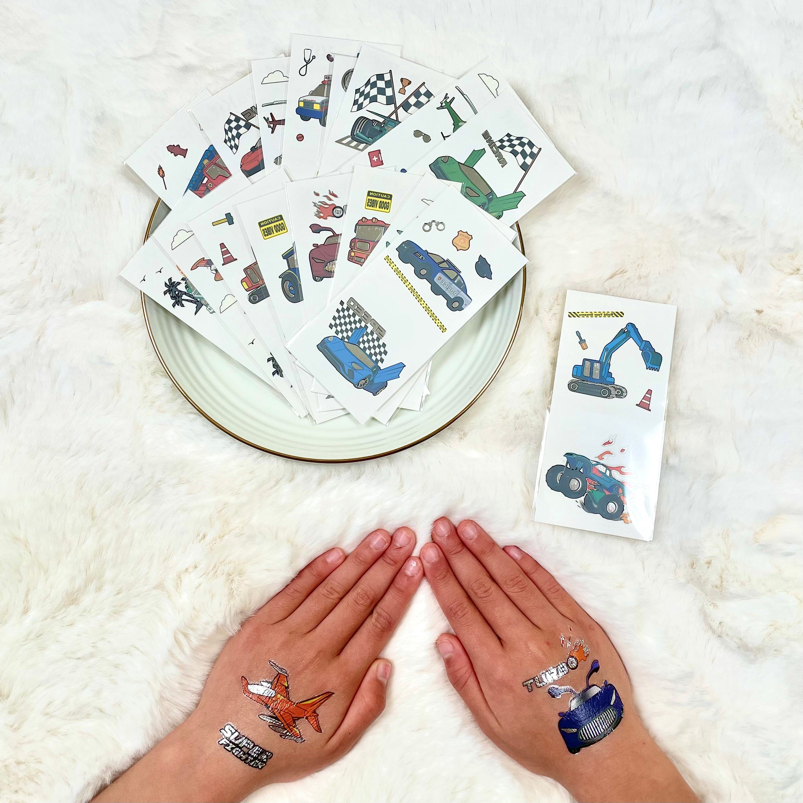 Papakit Vehicles & Airplanes 36 Temporary Fake Tattoo Set, 18 ...