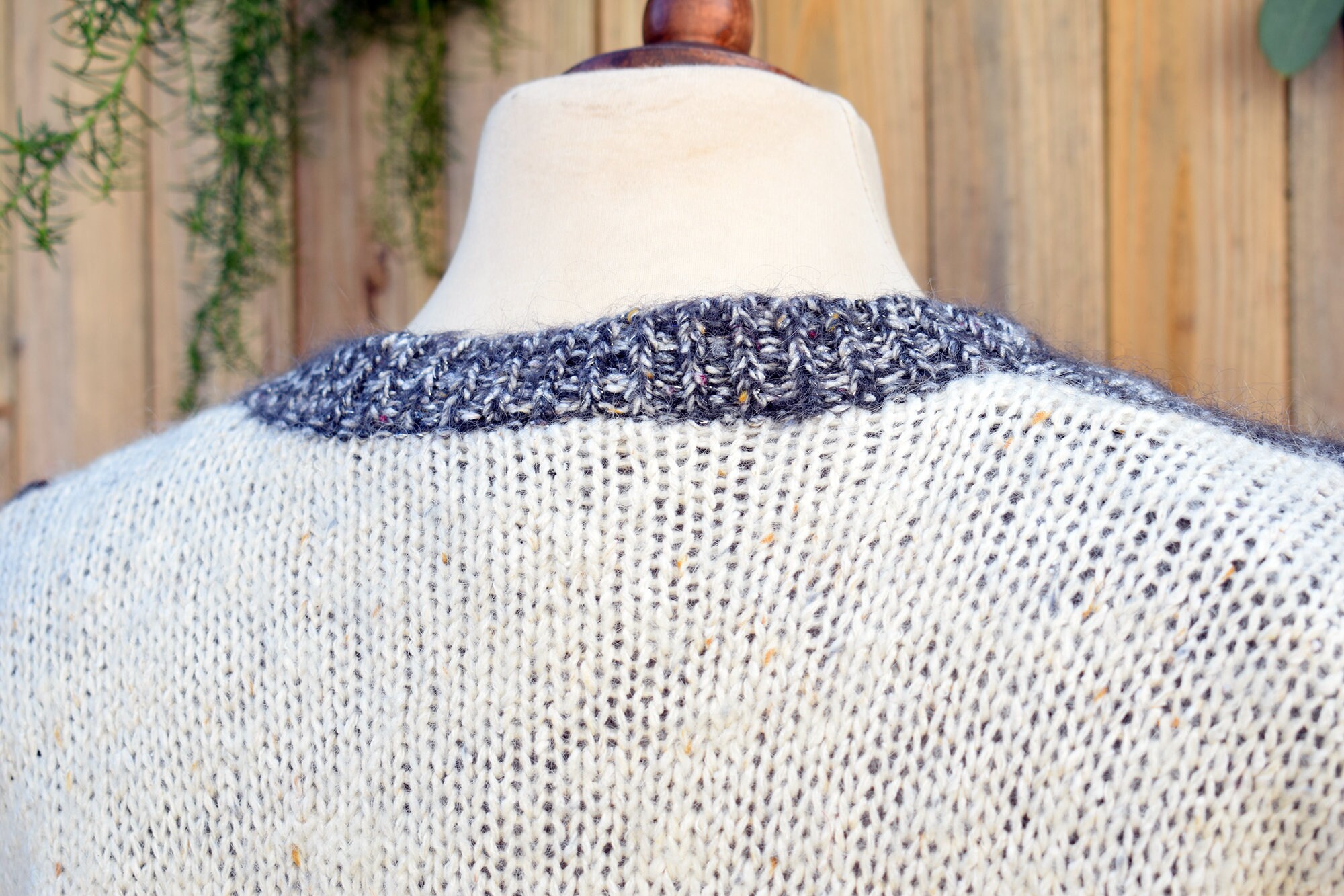 90s Grey Patchwork Chunky Knit Cardigan Longline Oversized Button up ...