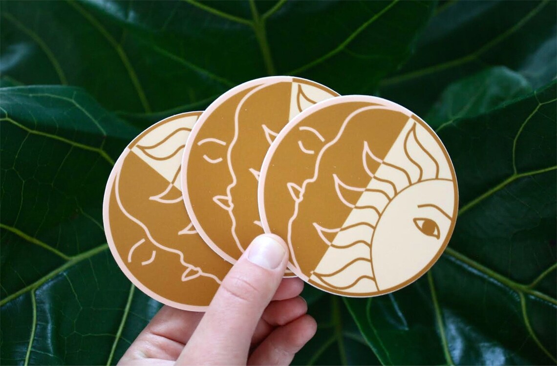 Sticker Sun & Moon Design Vinyl Sticker for Water Bottles | Etsy