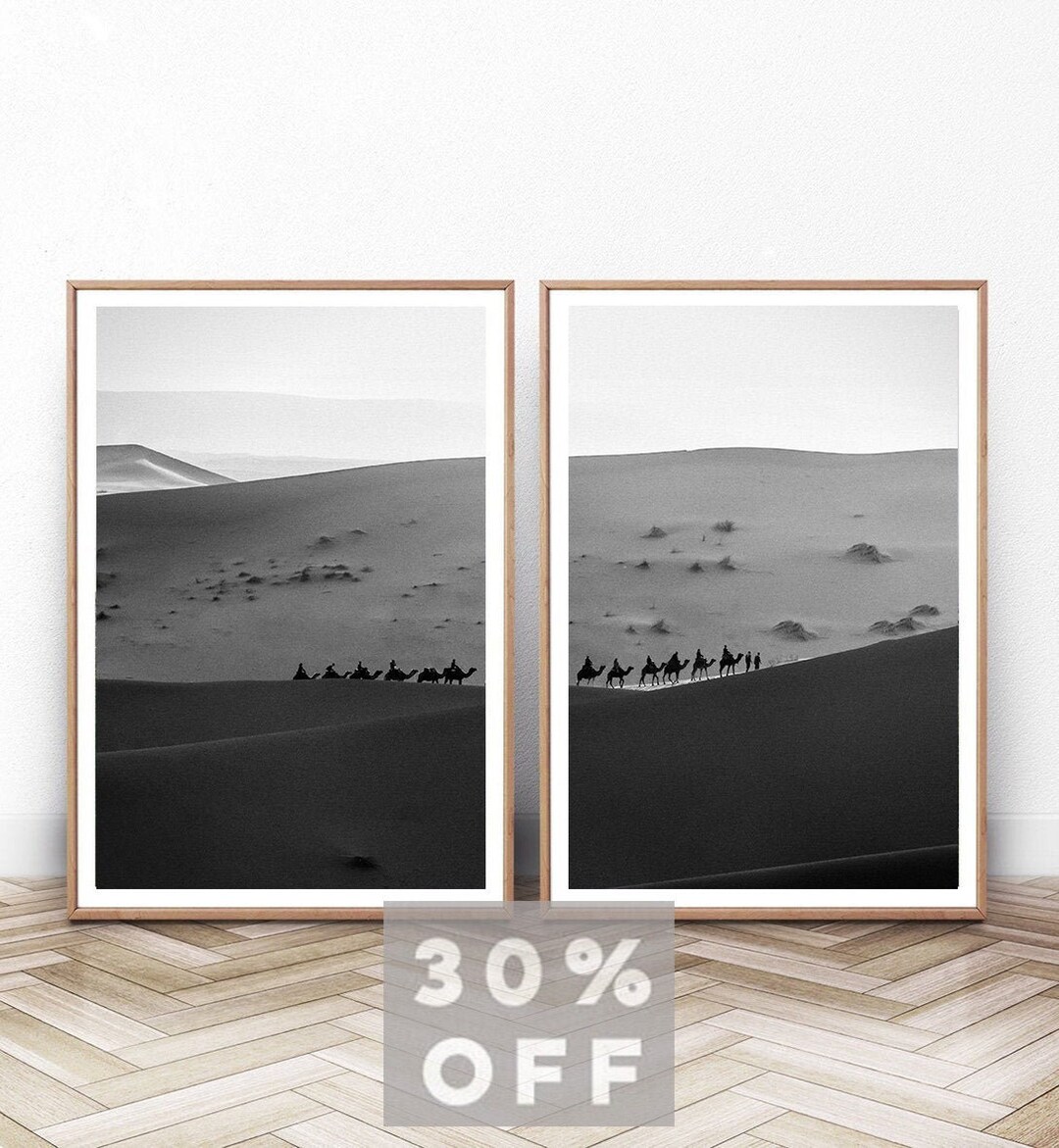 Desert Wall Art Sahara Wall Decor Set of 2 Prints Black and - Etsy