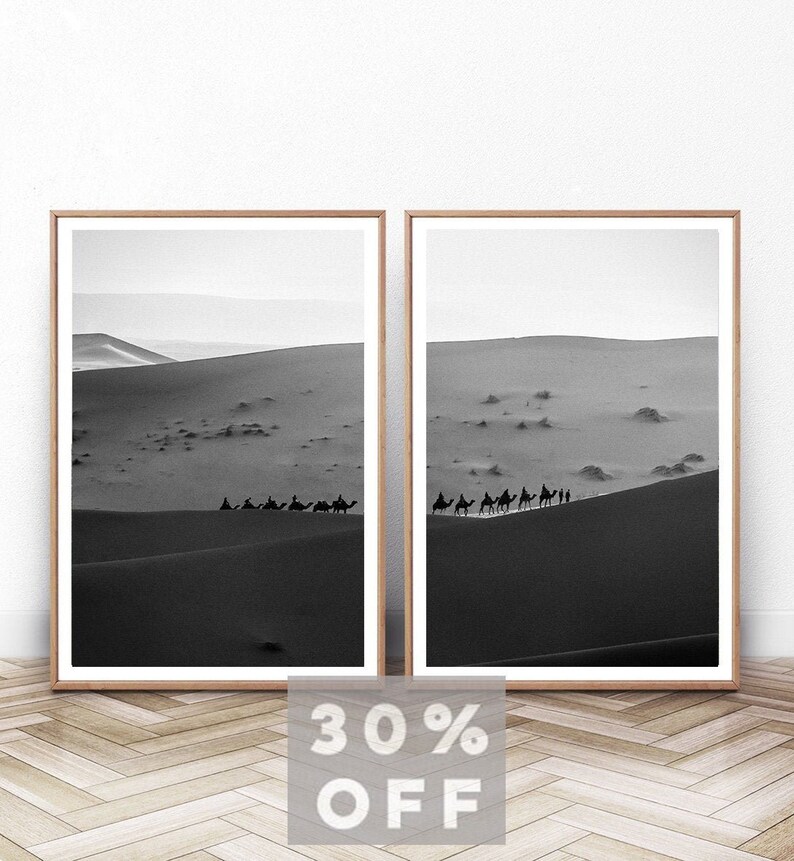 Desert Wall Art Sahara Wall Decor Set of 2 Prints Black and - Etsy