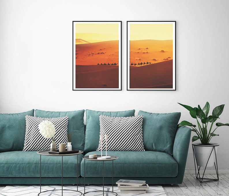 Desert Wall Art, Sahara Wall Decor, Set of 2 Prints, Black and White ...