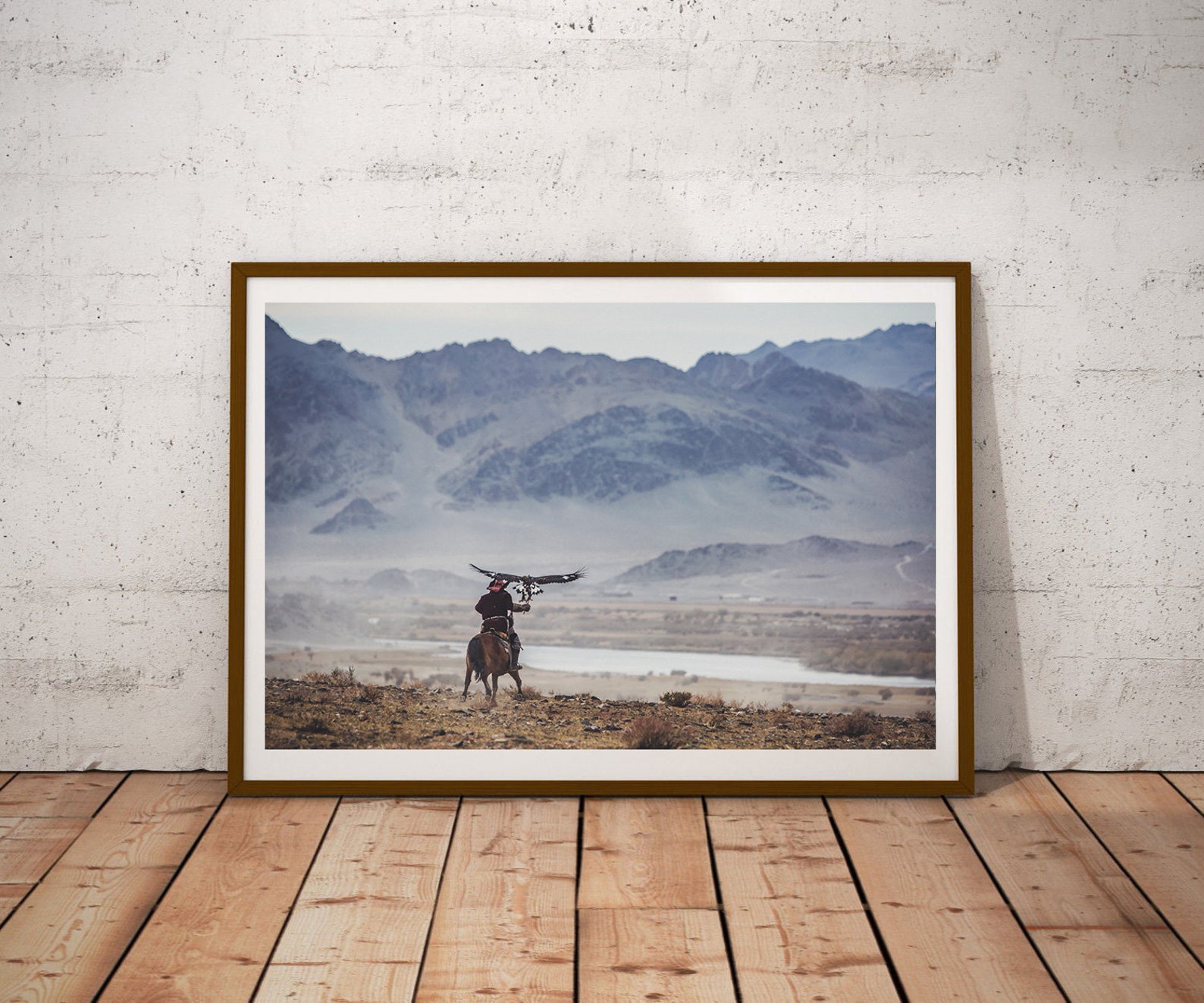 Eagles Hunter Poster, Eagle Hunters Wall Decor, Mongolia Print, Golden ...