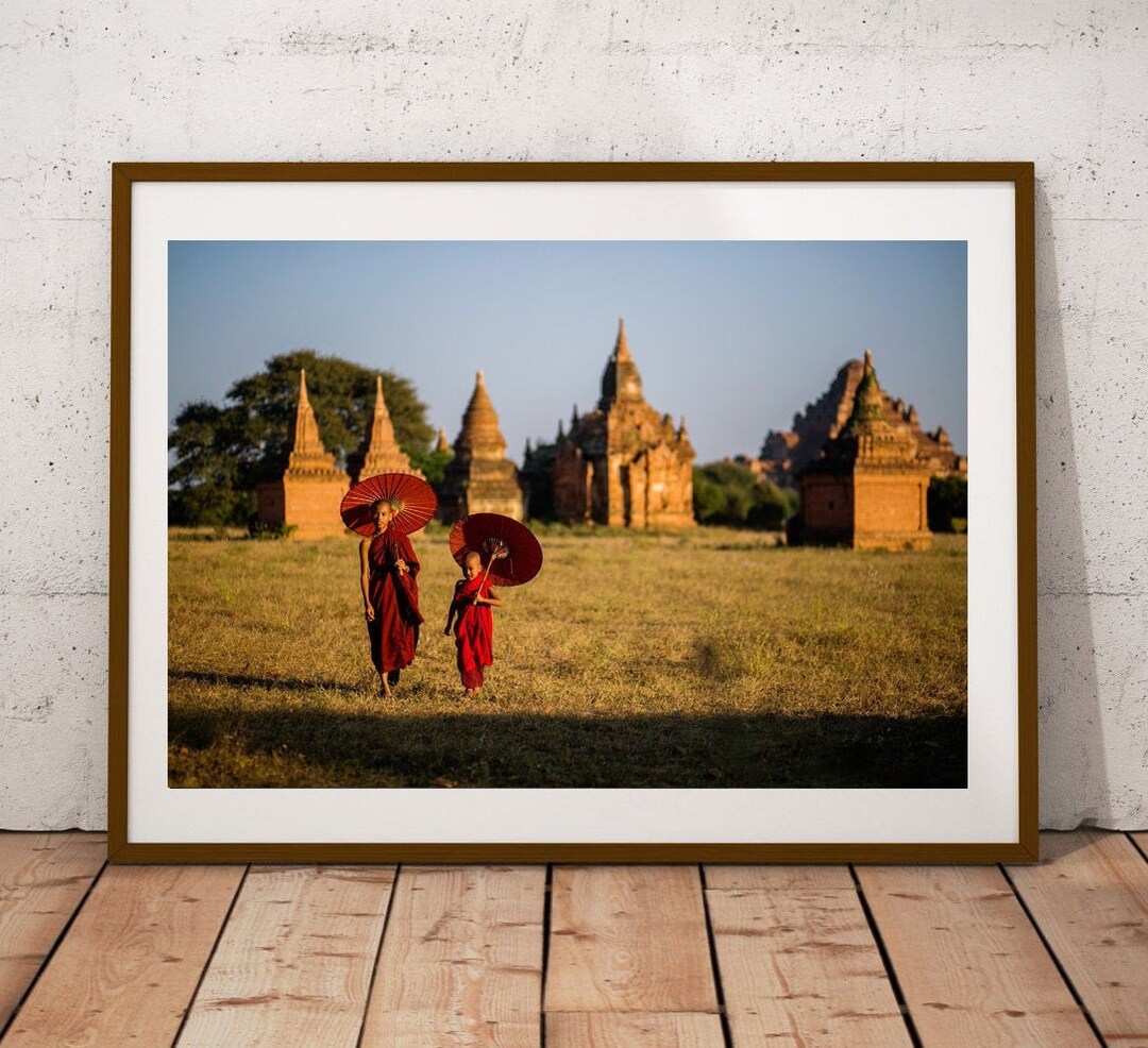 Myanmar Buddhist Monks Art Print, Asian Landscape Wall Decor - Etsy