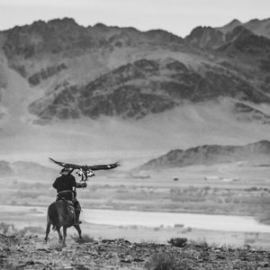 Eagles Hunter Poster, Eagle Hunters Wall Decor, Mongolia Print, Golden ...