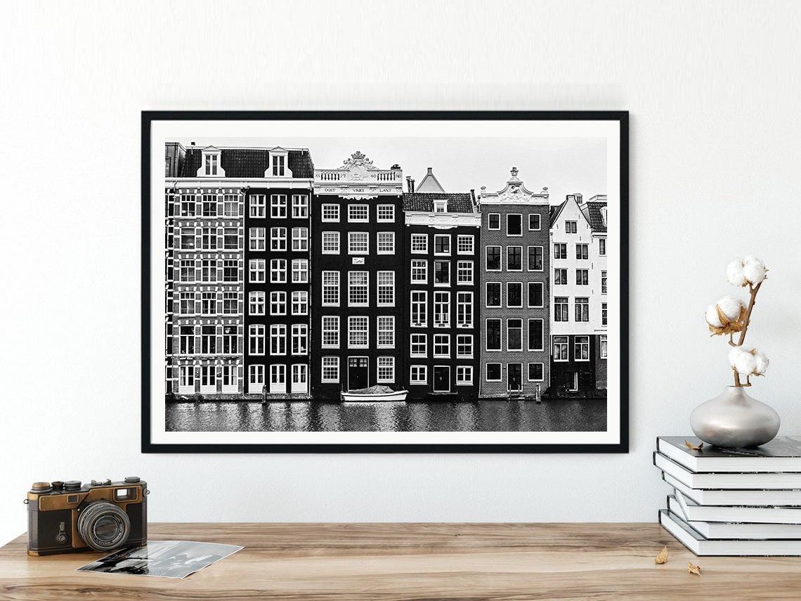 Amsterdam Houses Print, Dutch Travel Poster, Netherland Cityscape, Fine ...