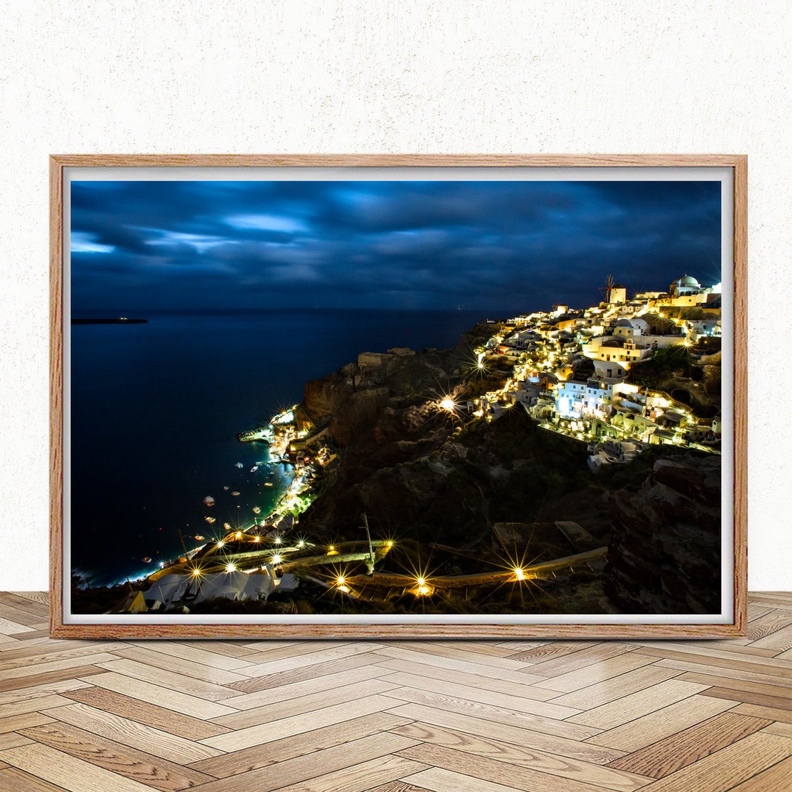 Santorini Sunset Print Night Landscape Poster Greece Wall | Etsy