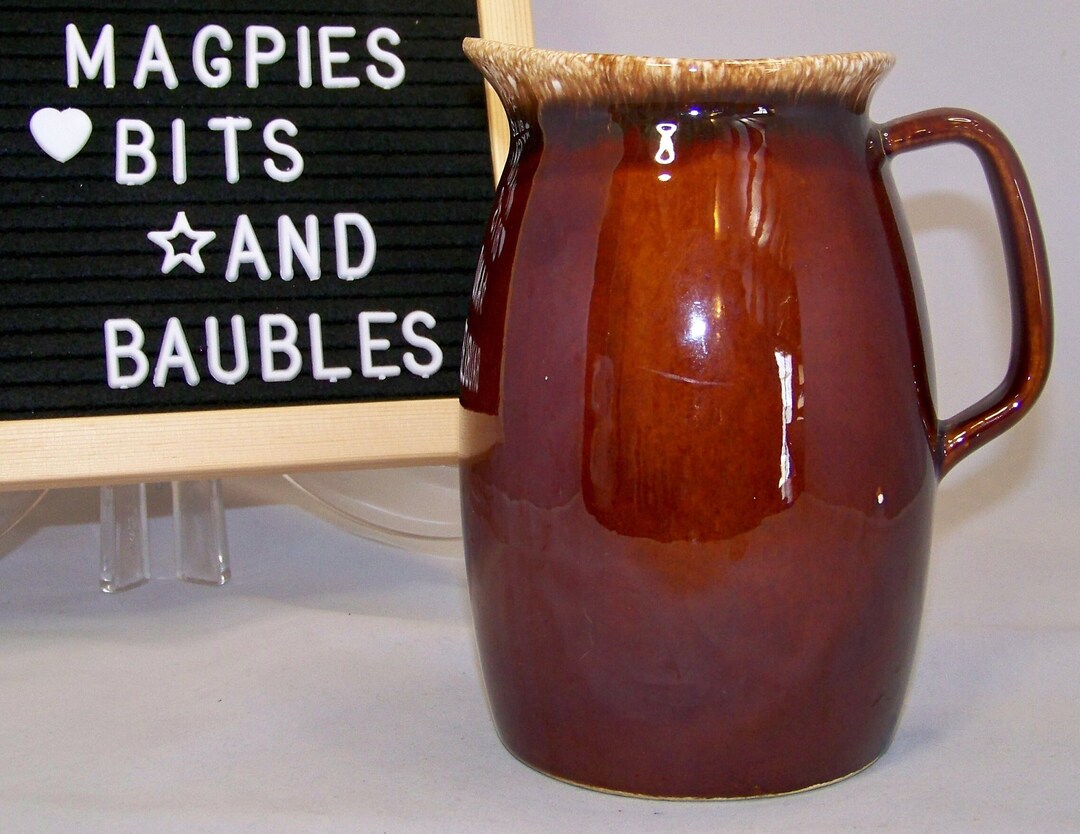 Vintage Brown Drip Hull Pottery Drip Pitcher Drinks Vase Glaze White - Etsy