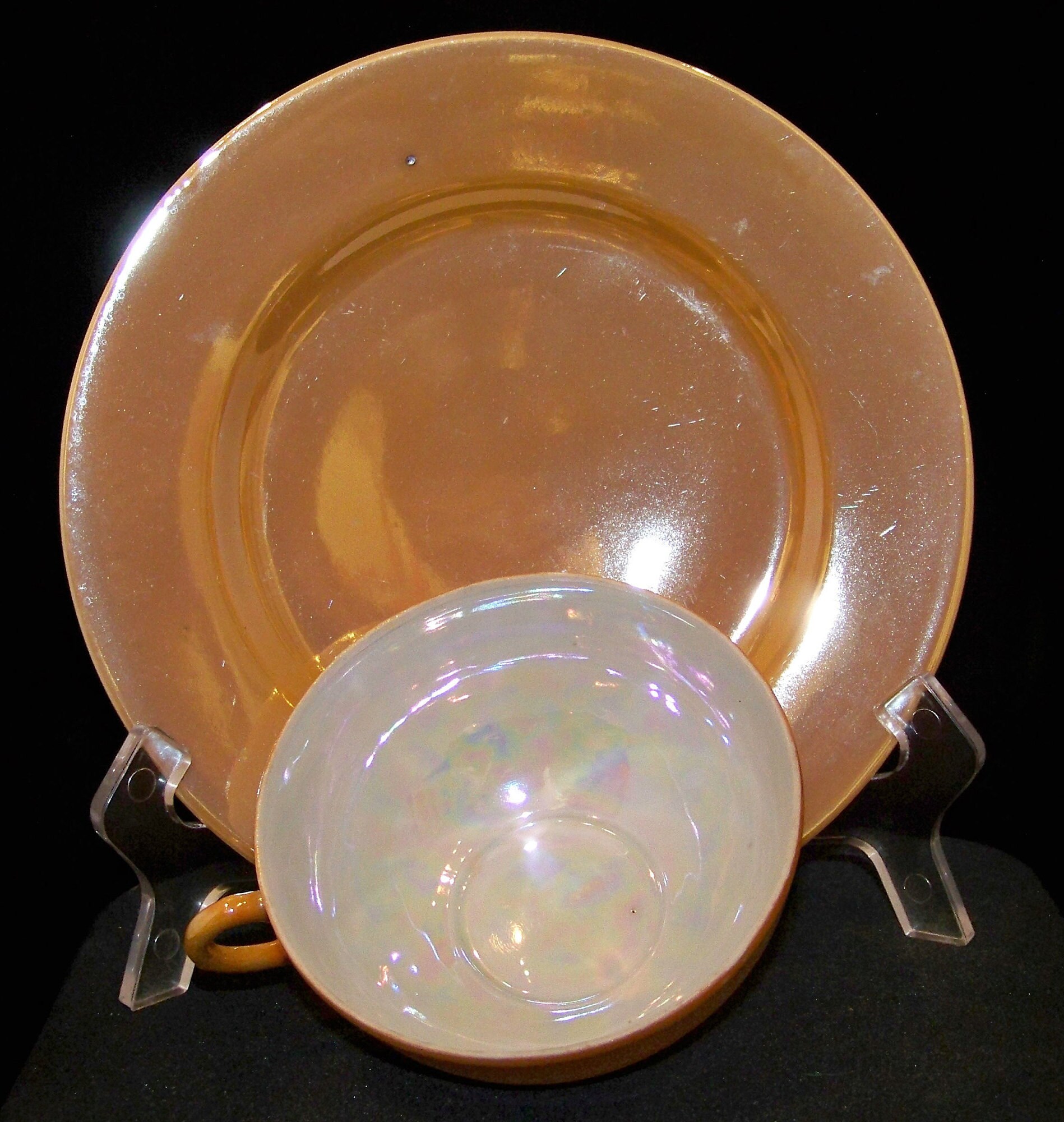 Orange Lusterware Teacup and Dessert Plate Sets - Etsy