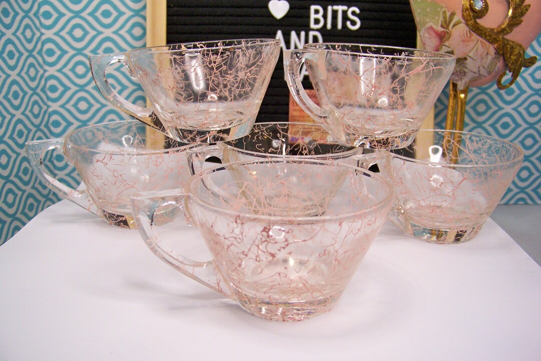Set of 6 Pink Splatter Paint Tea/coffee Cups Possibly Hazel - Etsy