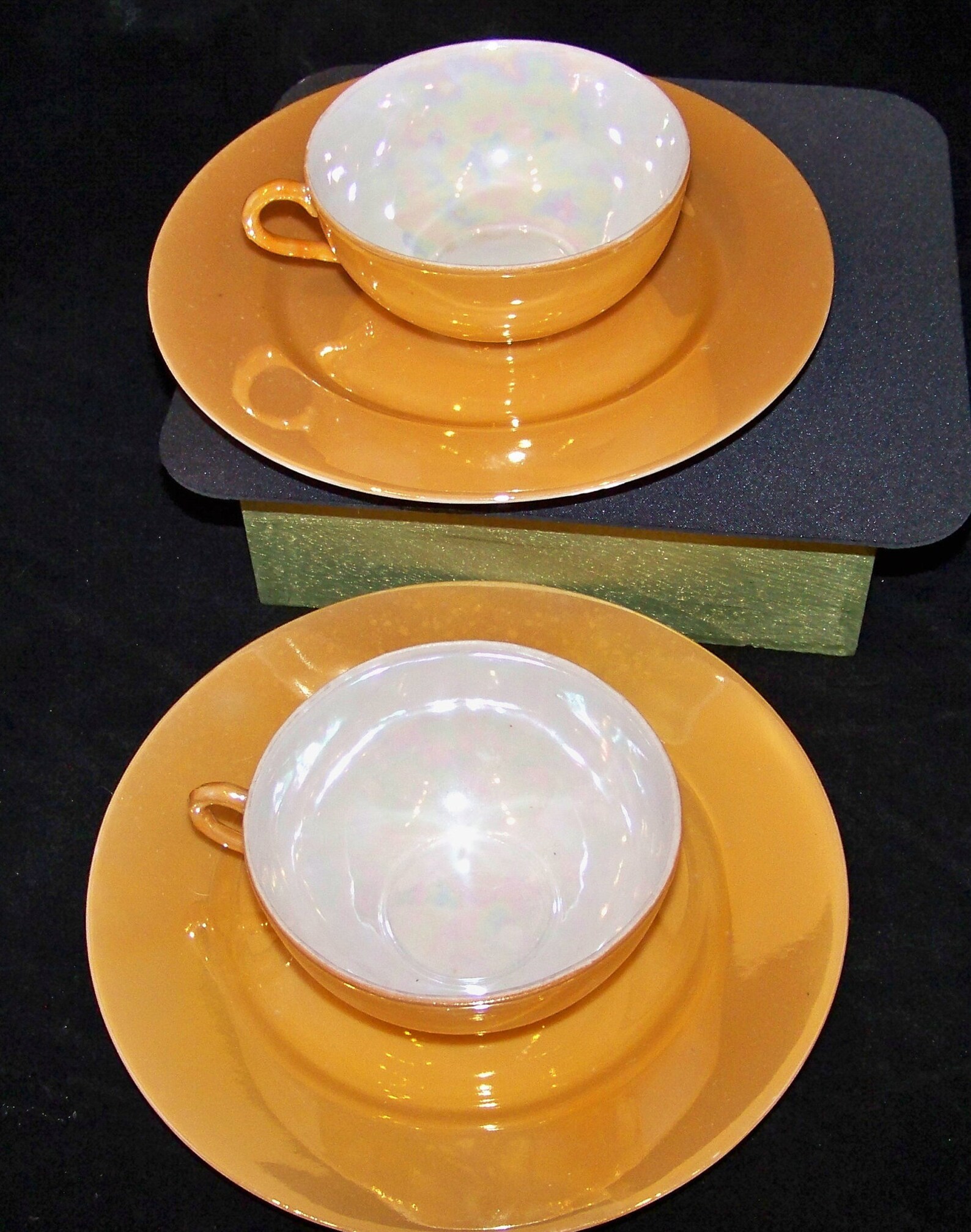 Orange Lusterware Teacup and Dessert Plate Sets - Etsy