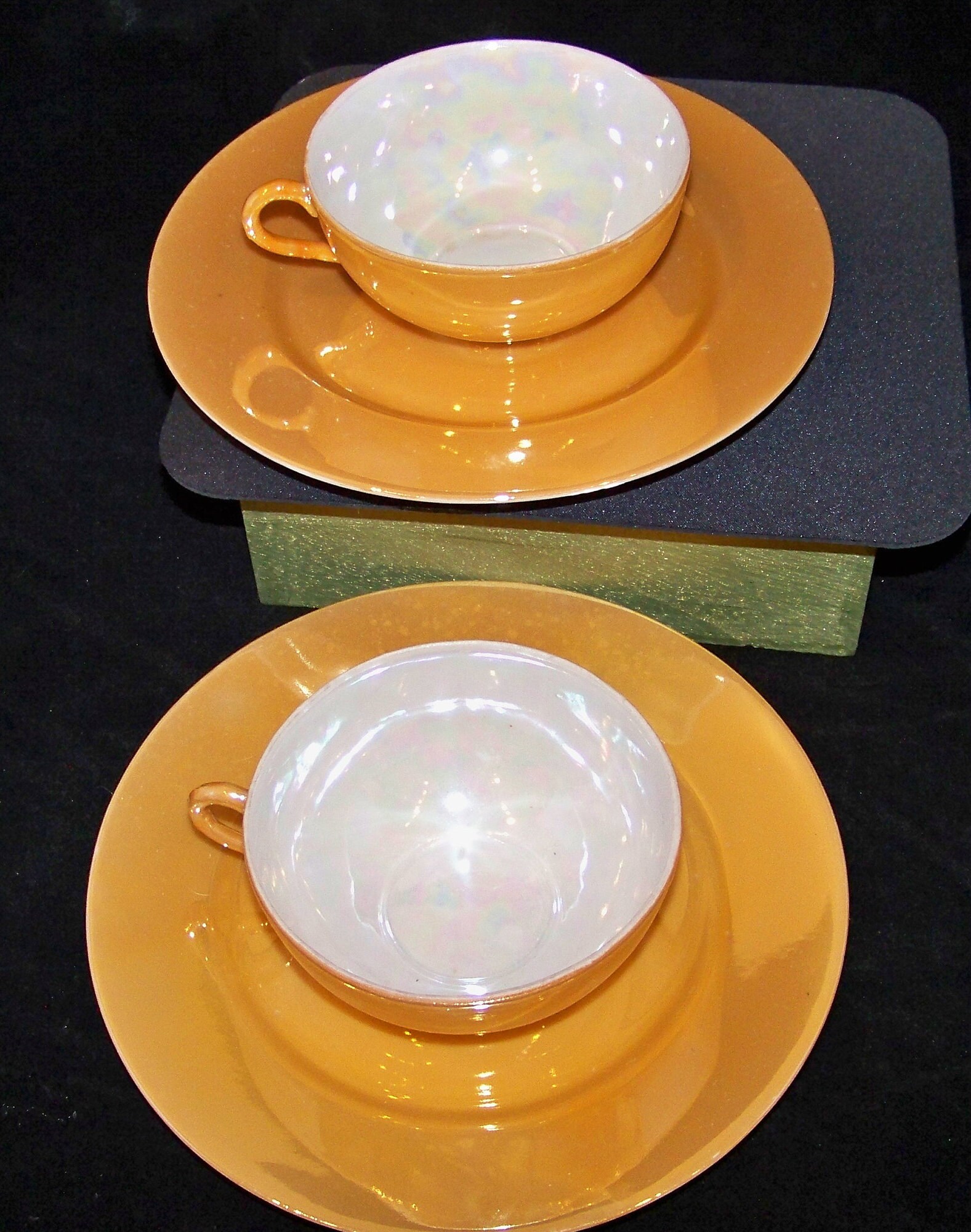 Orange Lusterware Teacup and Dessert Plate Sets - Etsy UK